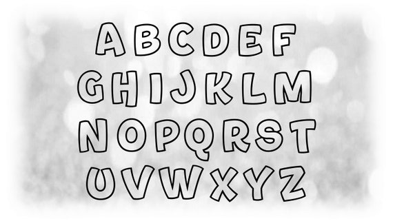 Word Clipart: Black Hollow Cartoon Alphabet Letter Templates | Etsy