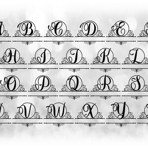 Word Clipart: Fancy Script Split Monogram Name Frame Letters Grouped on ...