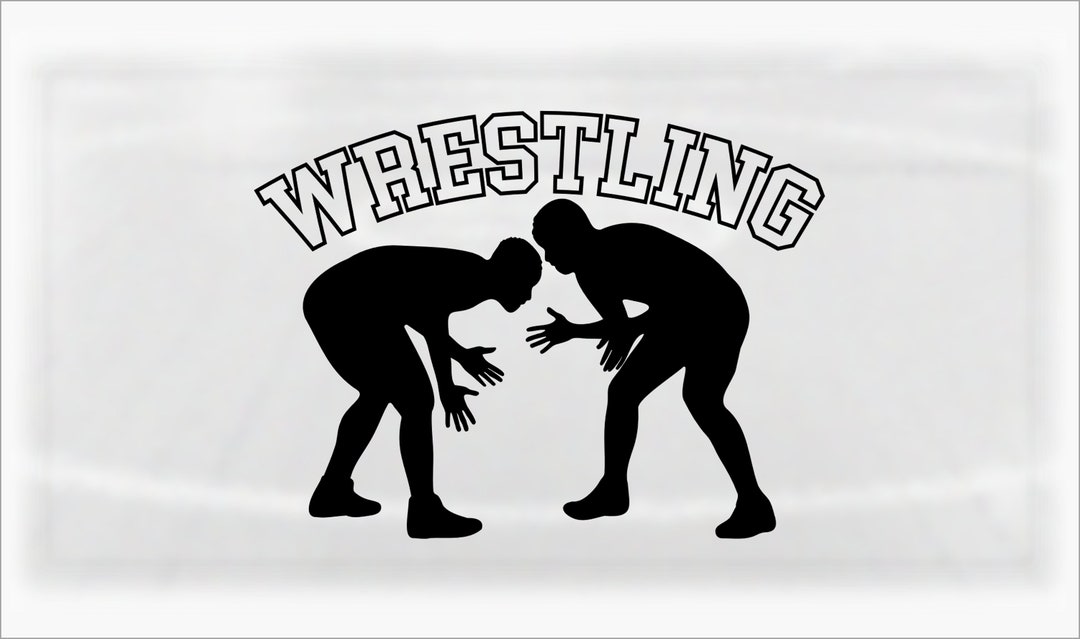 Educational Clipart: Black Varsity Word "wrestling" Arched Over Two ...