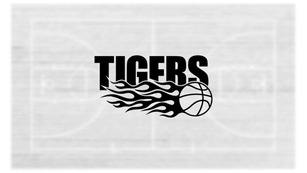 Sports Clipart: Black Bold Team Mascot Name "tigers" and Basketball ...