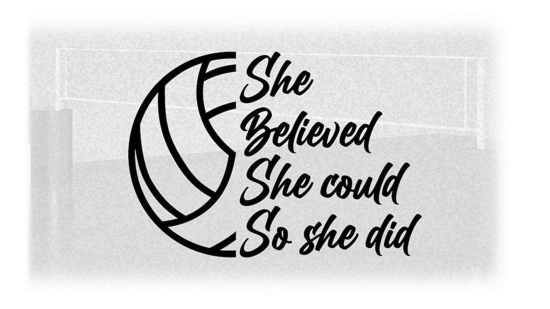Sports Clipart: Black Half Volleyball Outline With Bold Script Words ...