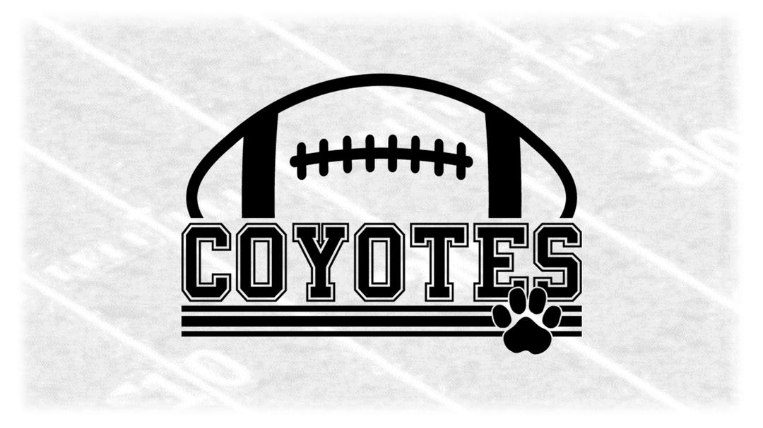Sports Clipart: Black Half Football With "coyotes" Team Mascot Name in ...