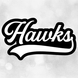 Sports Clipart: White "hawks" Team Name in Fancy Lettering W/ Baseball ...