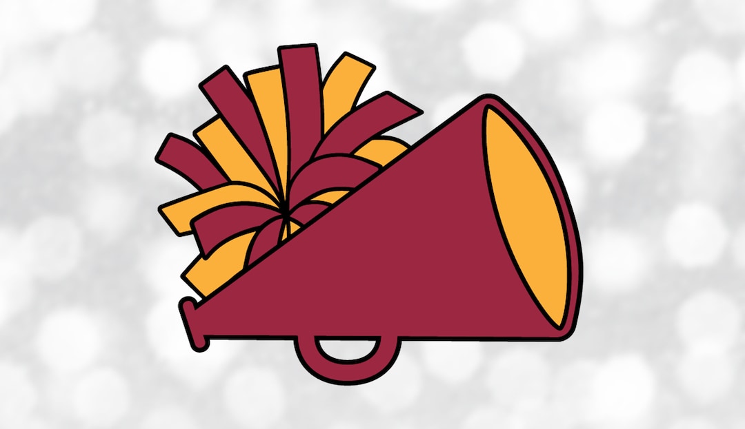 Sports Clipart: Maroon & Gold Cheerleader Megaphone With Pom Pom on ...