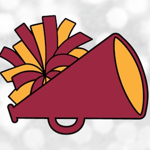 Sports Clipart: Maroon & Gold Cheerleader Megaphone With Pom Pom on ...