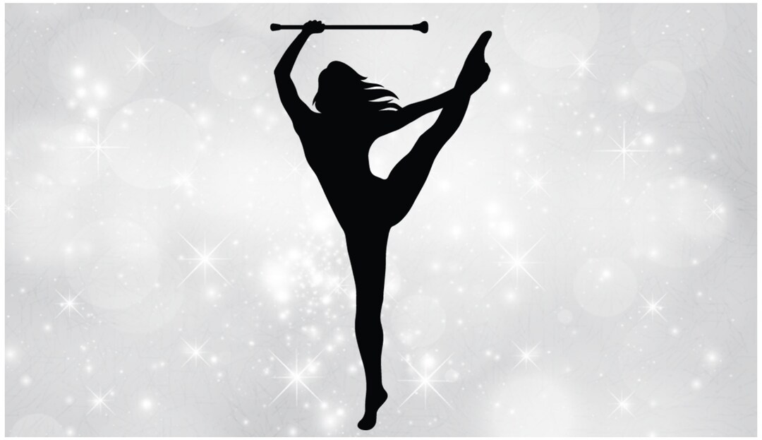 Sports Clipart: Black Silhouette Female Baton Twirler or Majorette ...
