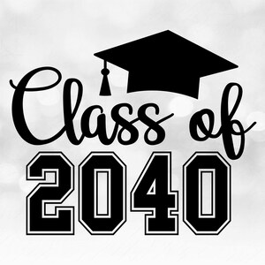 Educational Clipart: Words "class of 2040" in Varsity / Collegiate and ...