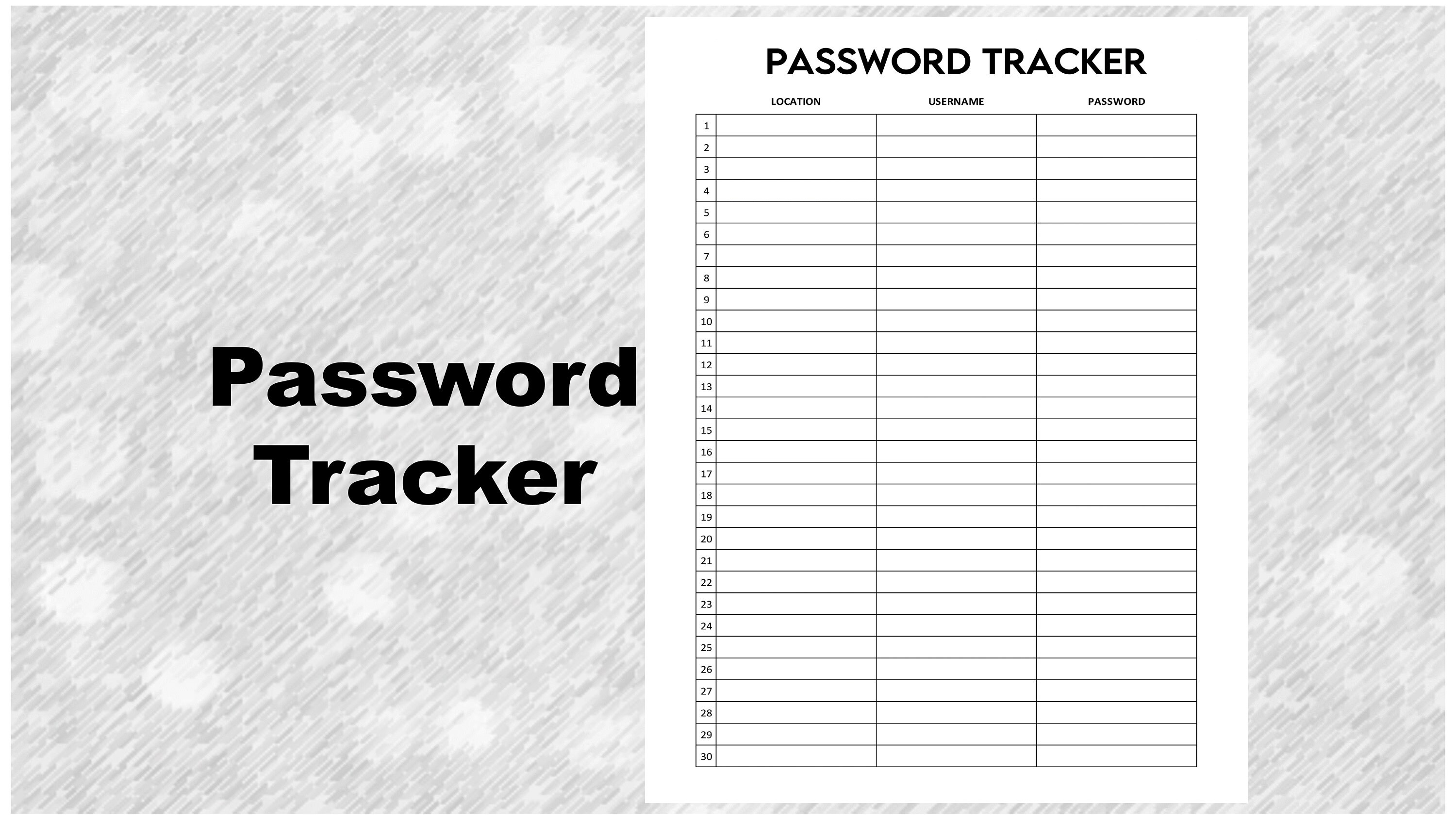 Printable Forms: Titled Password Tracker Form With Columns for - Etsy