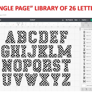 Sports Clipart: One-page Library of Black Checker Racecar Alphabet ...