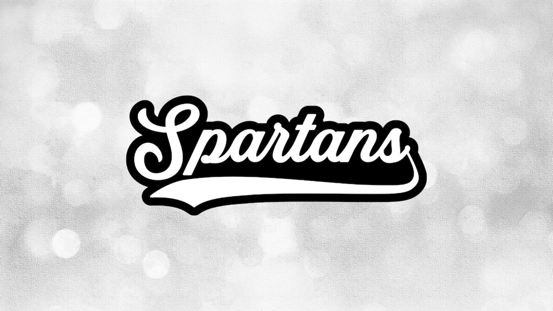 Sports Clipart: White "spartans" Team Name in Script Style and Baseball Style Swoosh Underline ...