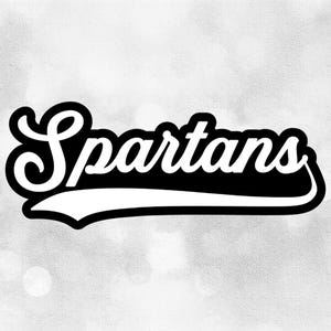 Sports Clipart: White "spartans" Team Name in Script Style and Baseball ...