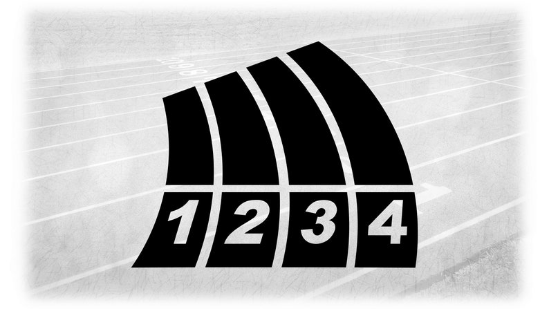 Sports Clipart: Track and Field Black Four-lane Track With Lane Number ...