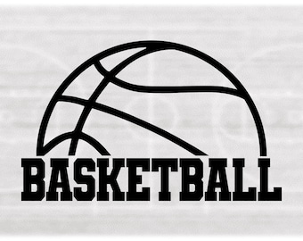 Sports Clipart: Black Half Basketball Silhouette Above Bold | Etsy