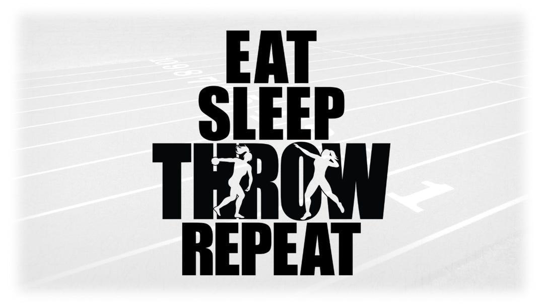 Sports Clipart: Black Words "eat Sleep Throw Repeat" With Female ...