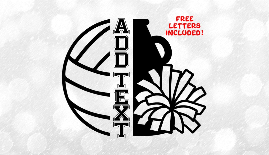 Sports Clipart: Black Half Volleyball and Half Cheer Megaphone With Pom ...