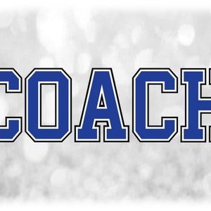 Sports Clipart: 3 Color Layered Word coach in Bold Collegiate Type ...