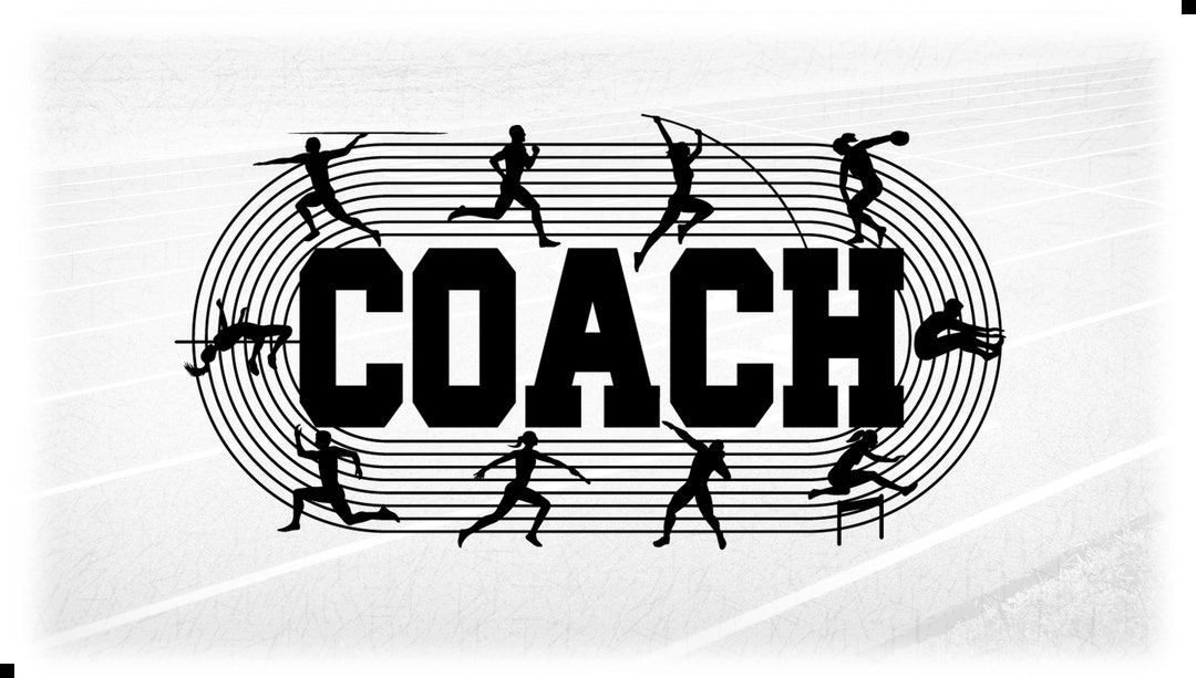Sports Clipart: Track & Field Word coach in Bold Black Letters W ...