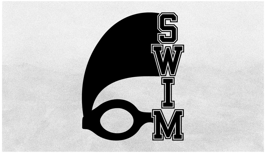 Sports Clipart: Black Half Swim Cap and Goggles With Word "swim" in ...