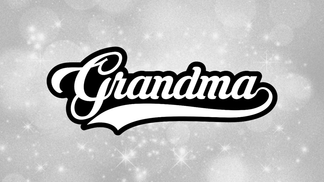 Family Clipart: Layered Word "grandma" in Fancy Type W/ Baseball Style ...