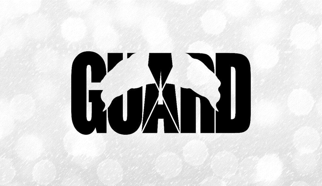 Sports Clipart: Bold Black Word "guard" With Cutout of Crossed Marching ...