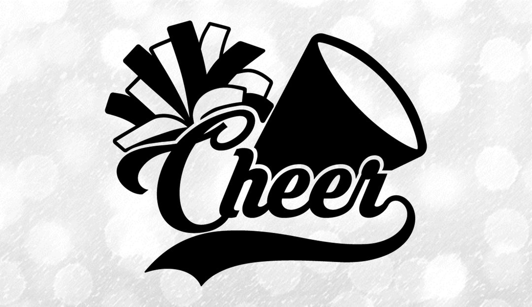 Sports Clipart: Black Word "cheer" With Cheerleader Pom Pom and ...