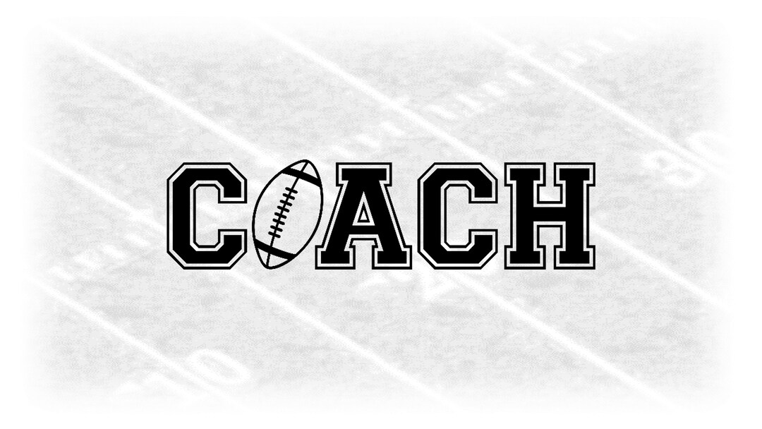 Sports Clipart: Black Word "coach" in Collegiate Block Type W/ Football ...
