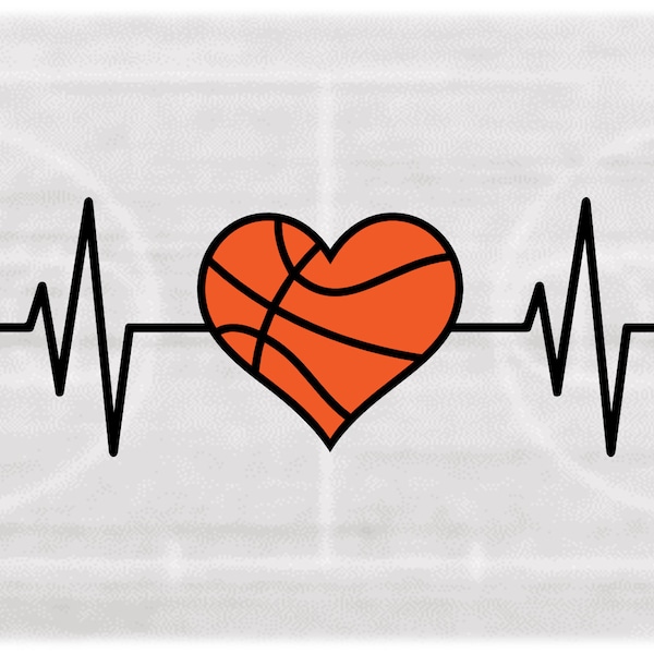Basketball Heartbeat Svg - Etsy