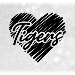 Sports Clipart: Black Script Tigers Team Mascot Name Cutout of Scribble ...