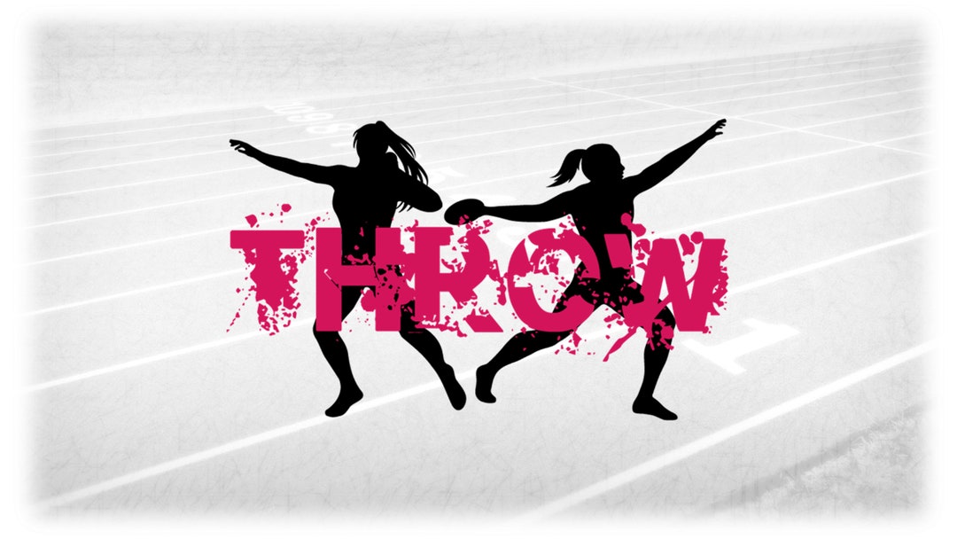 Sports Clipart: Distressed Pink Track & Field Word "throw" Over Female ...