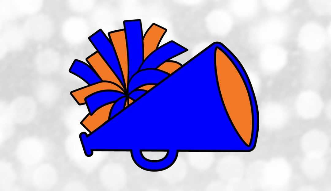 Sports Clipart: Blue & Orange Cheerleader Megaphone With Pom Pom on ...