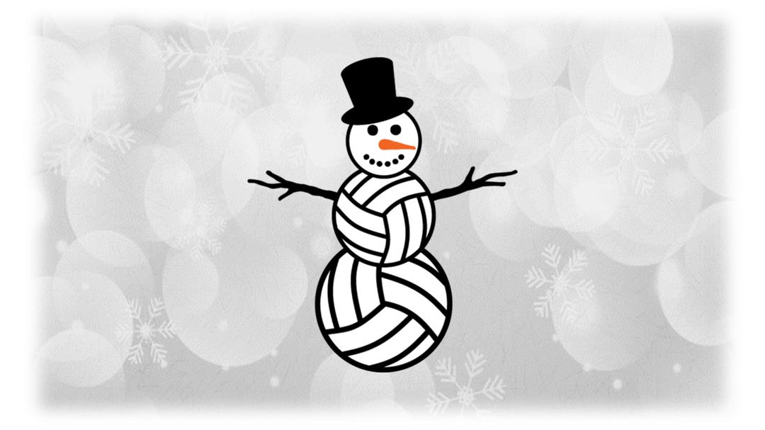Holiday Clipart: Black on White Volleyball Snowman W/ Coal Eyes, Mouth ...