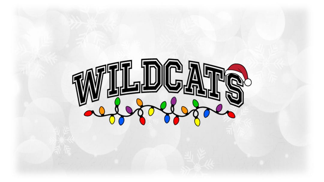 Holiday Clipart: Black Arched Team Mascot Name "wildcats" With Santa ...