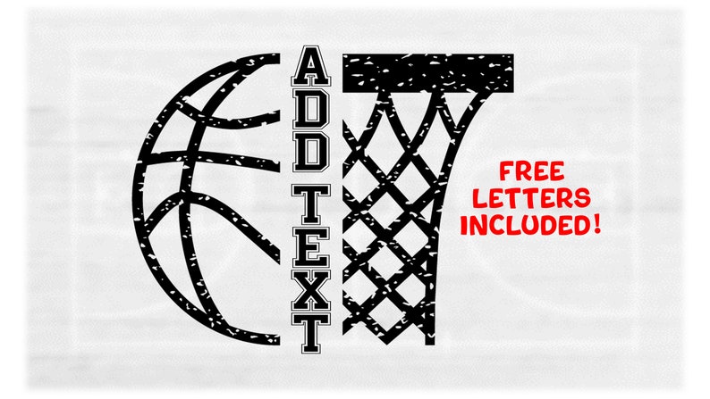 Sports Clipart: Black Distressed Half Basketball & Half Hoop - Etsy