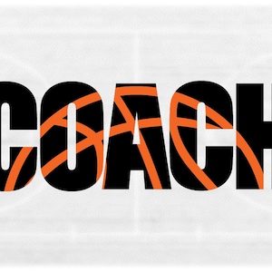 Sports Clipart: Bold Black Word coach With Orange Layer of Basketball ...