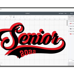 School Clipart: Red/black Layered Word senior in - Etsy