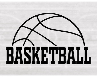 Sports Clipart: Black Half Basketball Silhouette Above Bold | Etsy