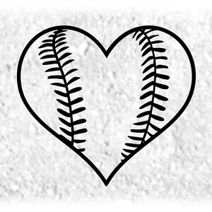 Sports Clipart: Large Black Heart Shape With Realistic Softball or ...