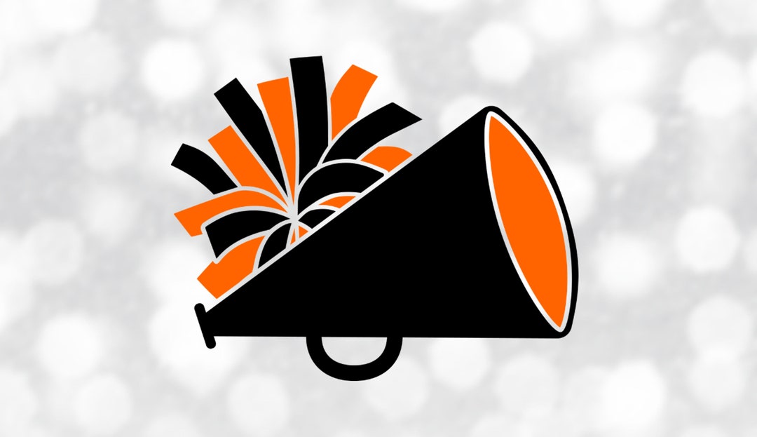 Sports Clipart: Black & Orange Cheerleader Megaphone With Pom Pom for ...