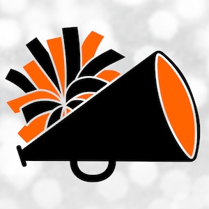 Sports Clipart: Black & Orange Cheerleader Megaphone With Pom Pom for ...