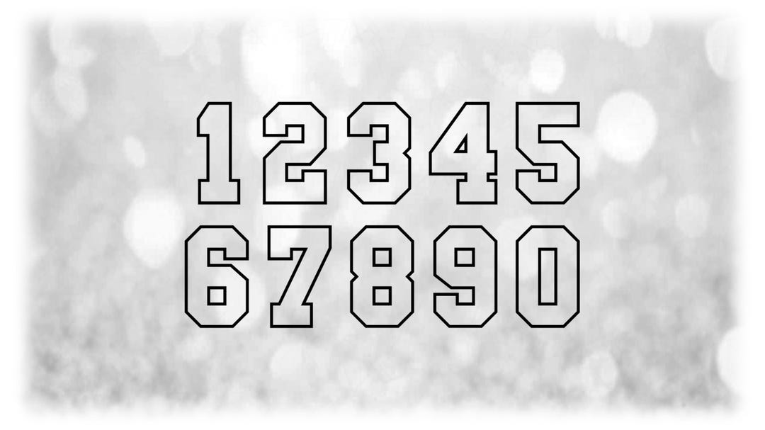 Sports: Jersey Number Templates Grouped on ONE Single Sheet Black ...