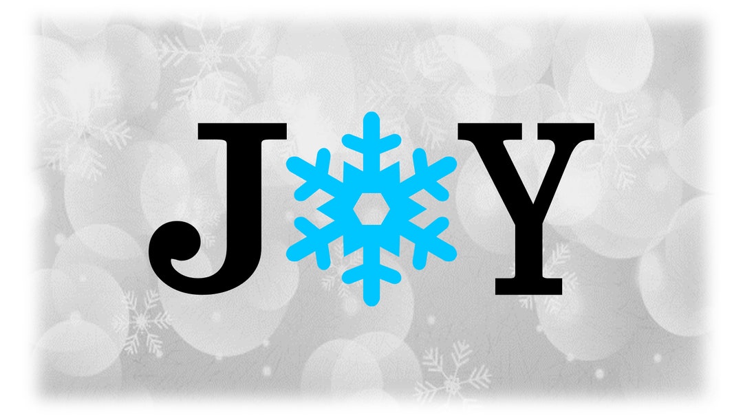Holiday Clipart: Black Word joy in Fancy Lettering W/ Large Blue ...