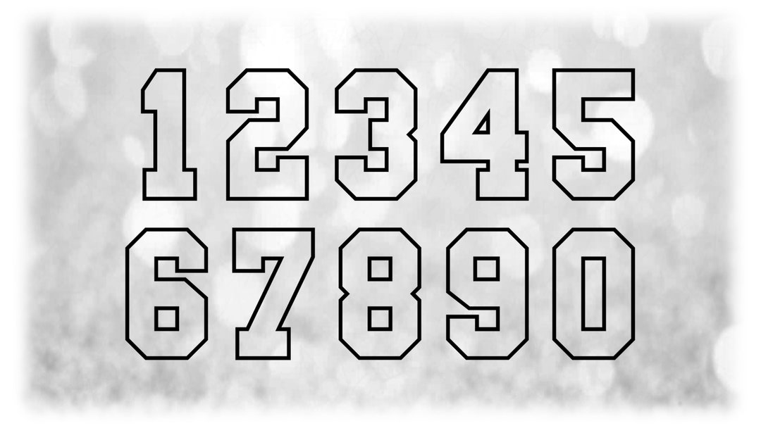 Sports: Jersey Number Templates Grouped on ONE Single Sheet Black ...