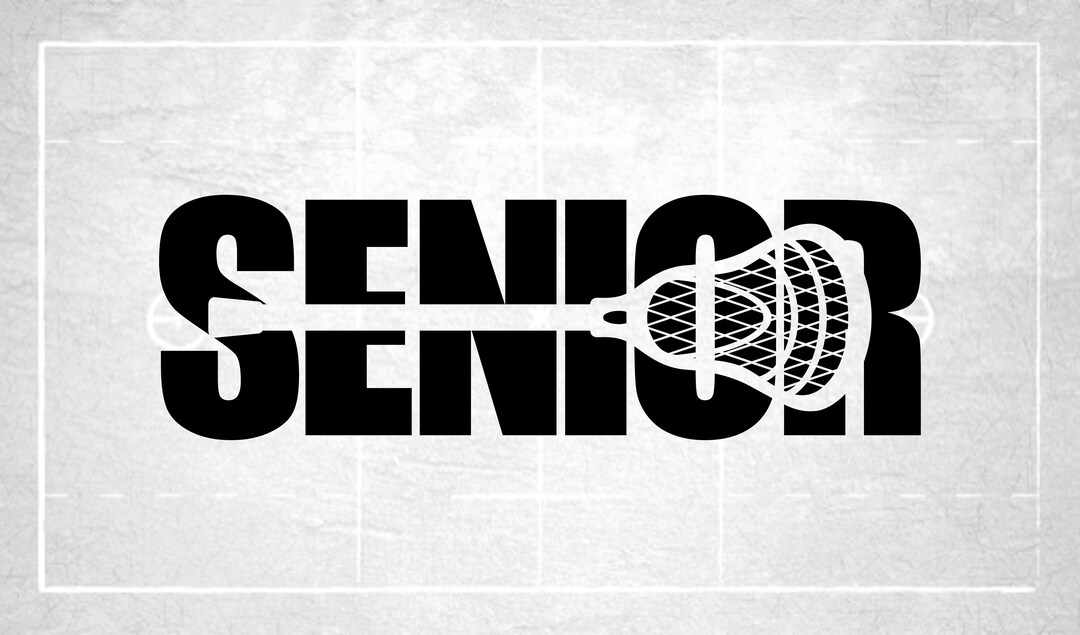 Sports Clipart: Bold Black Word senior With Cutout Realistic Lacrosse ...