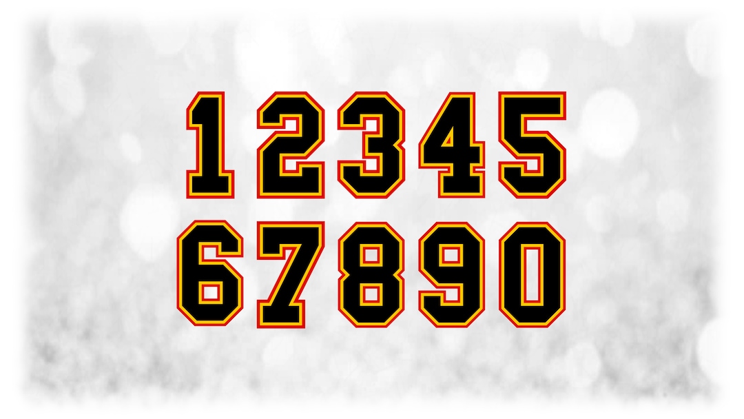 Sports Clipart: Jersey Number Templates Grouped on Single Sheet - Black ...