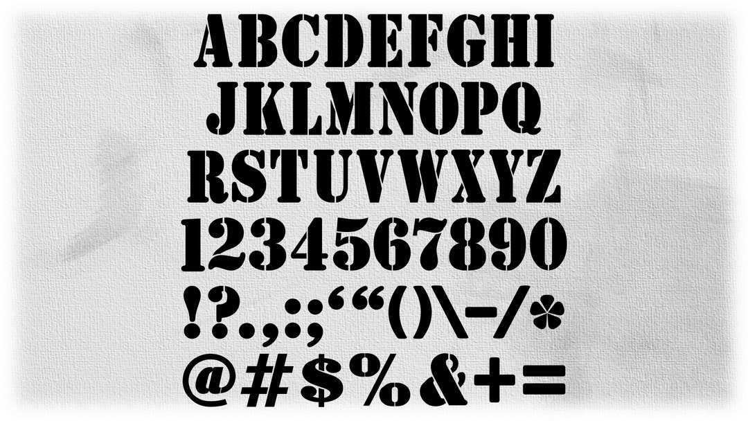 Word Clipart: Alphabet Stencil Templates Grouped on Single Sheet ...