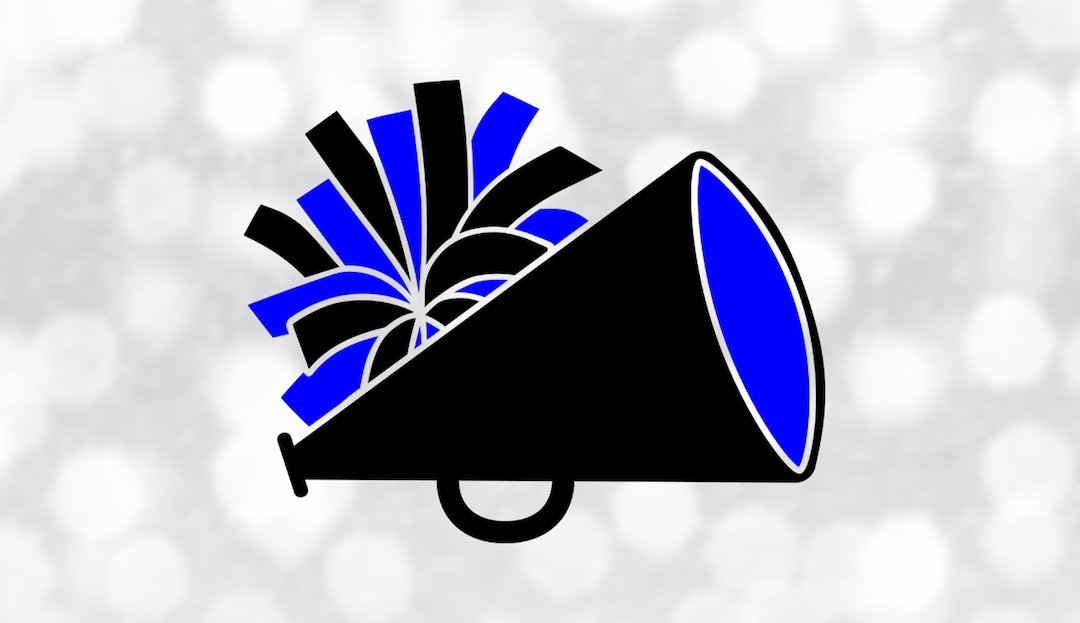Sports Clipart: Black and Blue Cheerleader Megaphone With Pom Pom for ...