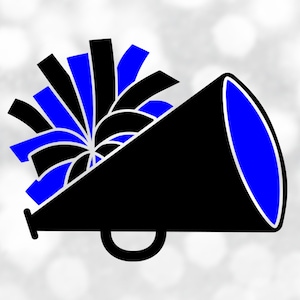 Sports Clipart: Black and Blue Cheerleader Megaphone With Pom Pom for ...