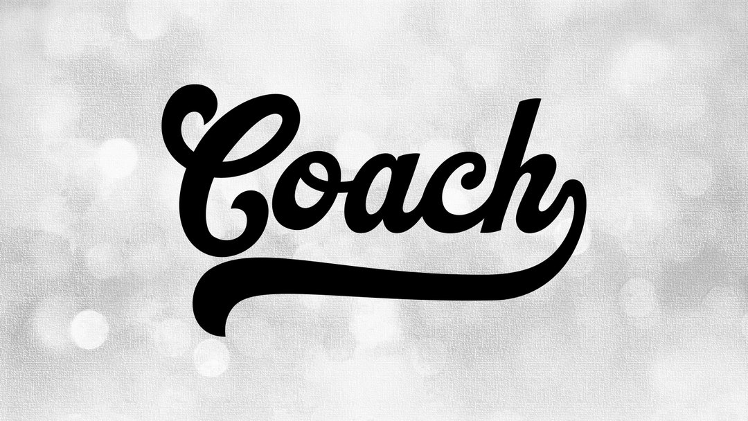 Sports Clipart: Word coach in Fancy Script Type Lettering With Baseball ...