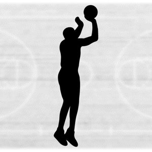 Sports Clipart: Black Silhouette of Male Basketball Player Jumping up ...