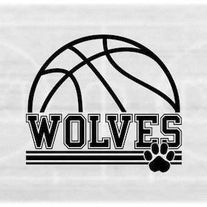 Sports Clipart: Black Half Basketball With "wolves" Team Name in ...